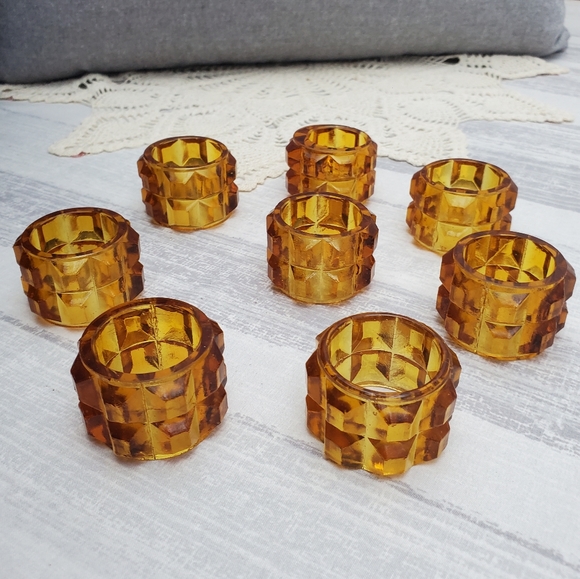Vintage | Dining | Mcm Glass Amber Napkin Rings Set Of 8 | Poshmark